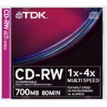 TDK 4x CD-RW Digital Audio Media, Recording Disk, 700MB Storage ...