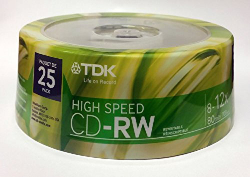 TDK CD Rewritable Media - CD-RW - 12x - 700 MB - 25 Pack Spindle ...