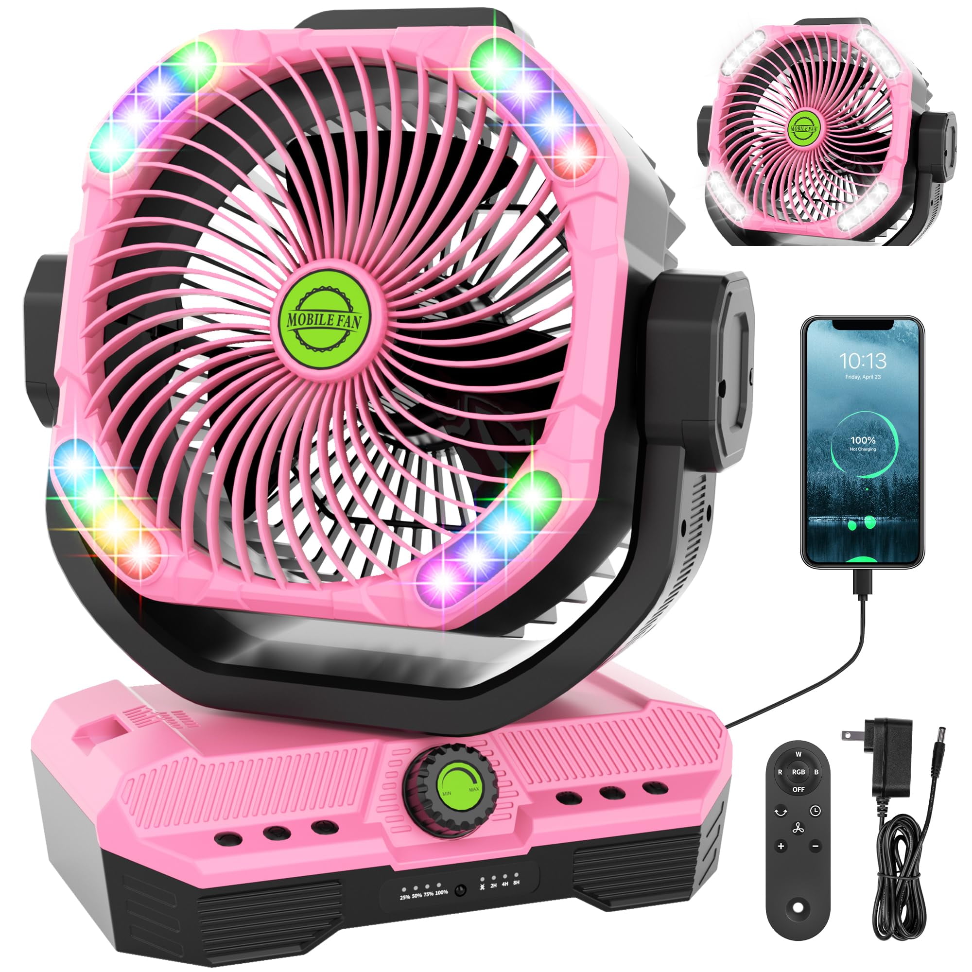 TDLOL 45000mAh Rechargeable fan for Bedroom, Battery Powered Fan with ...