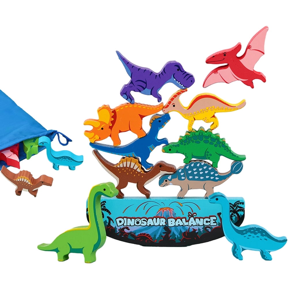 TDOOY Dinosaur Toys for Kids 3-5: Wooden Stacking Montessori Toys for 3 ...