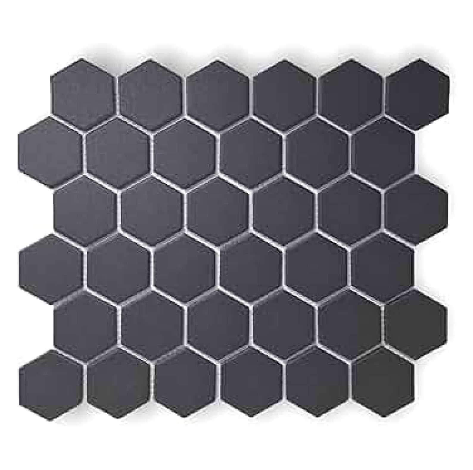 TDPW-UNBH2-406 Unglazed Porcelain Black Greyish Charcoal 2 in Hexagon ...