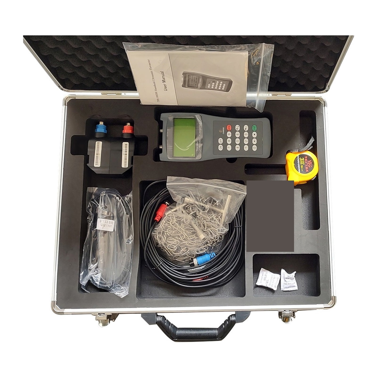 TDS-100H-M2 Ultrasonic Water Flowmeter With Sensor DN50~DN700mm, 0-160 Transducer Handheld ...