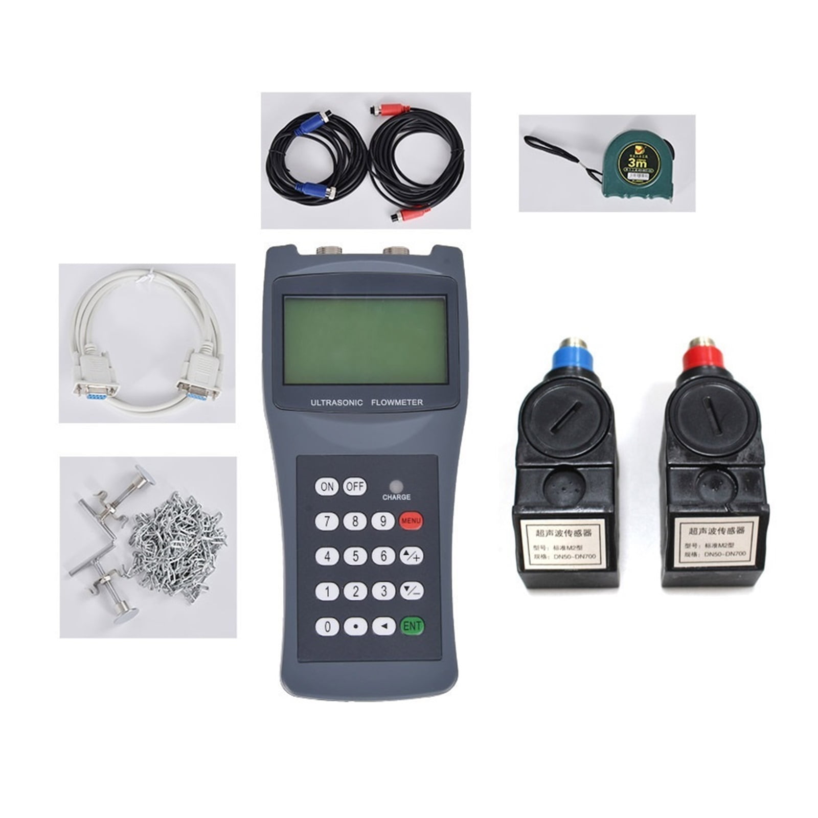 TDS-100H Portable Handheld Ultrasonic Flow Meter With Clamp On Sensor ...