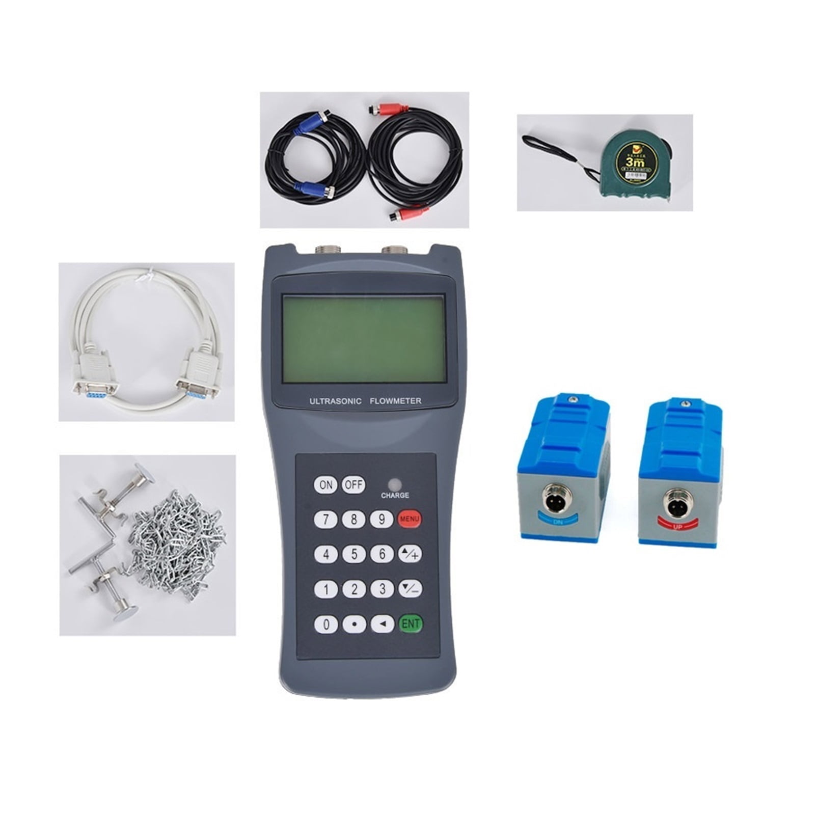 TDS-100H Portable Handheld Ultrasonic Flow Meter With Clamp On Sensor M2(DN50-700mm) Water ...