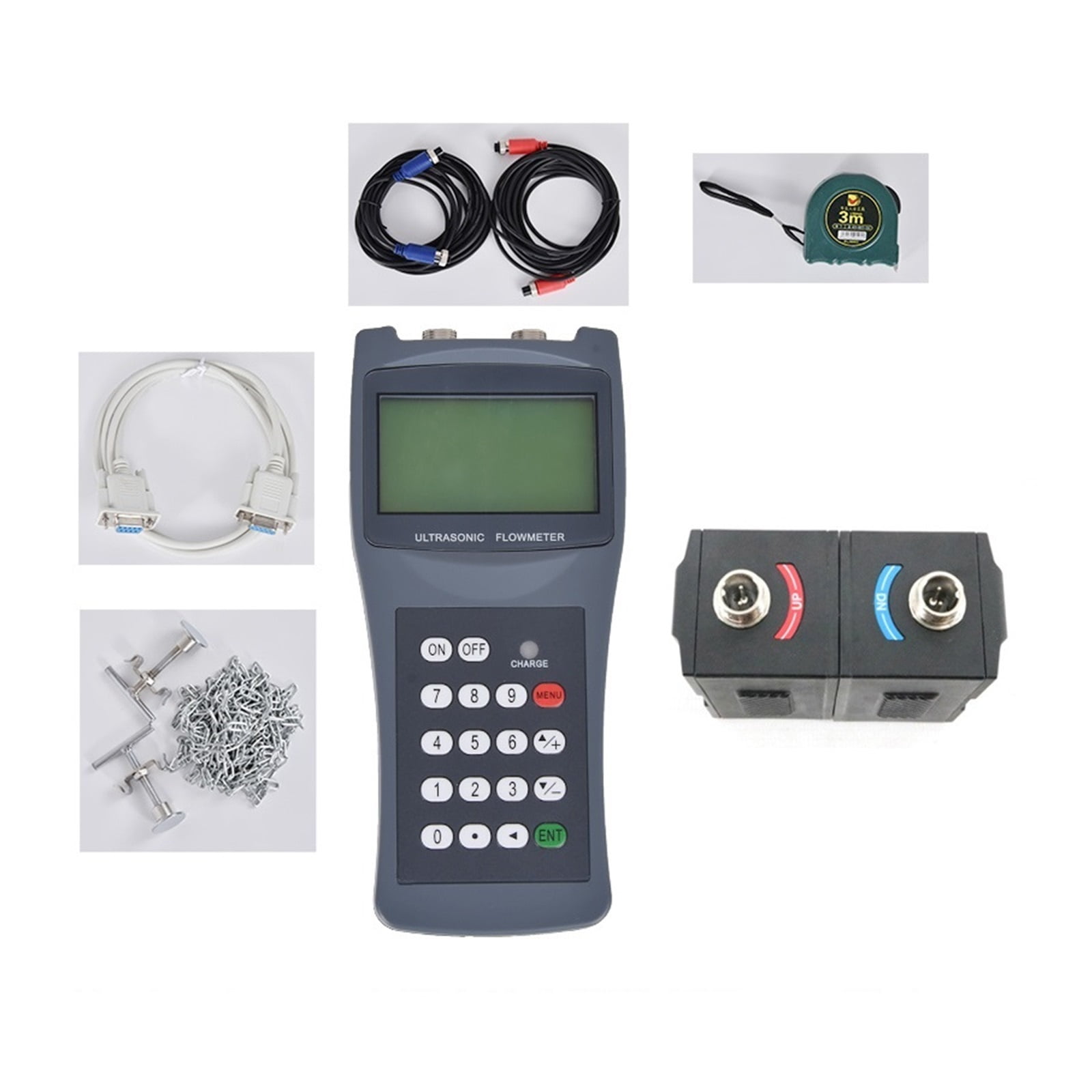 TDS-100H Portable Handheld Ultrasonic Flow Meter With Clamp On Sensor M2(DN50-700mm) Water ...