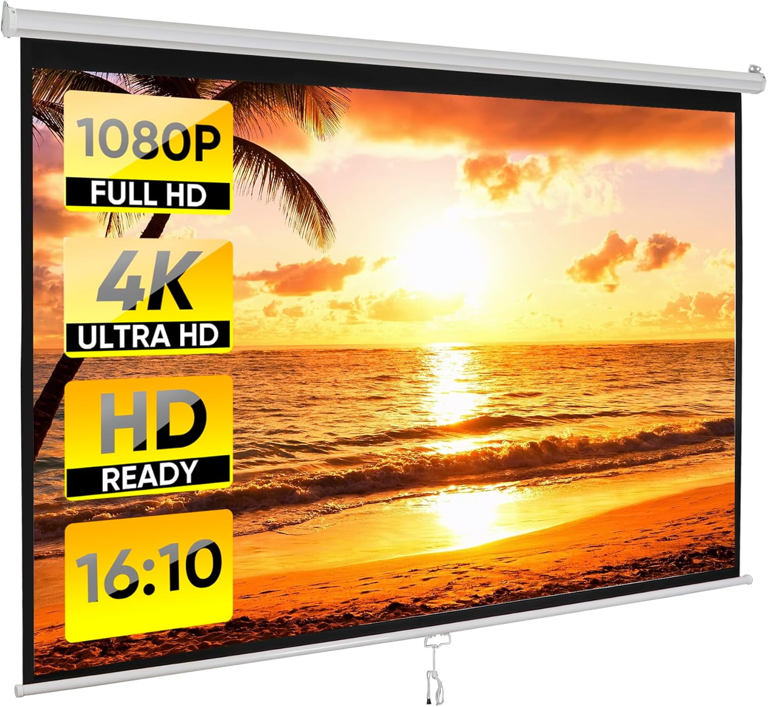 TDUKDB 100 Inch 16:10 HD Projection Screen Manual Pull Down Indoor ...