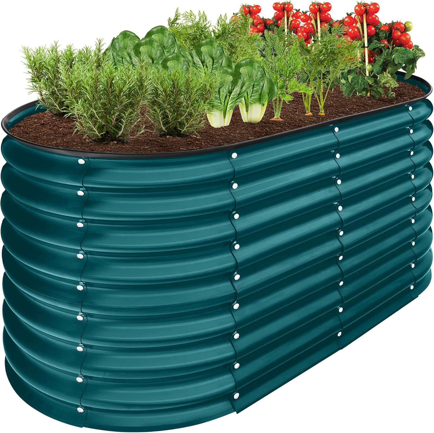 TDUKDB 4x2x2ft Outdoor Metal Raised Garden Bed, Oval Deep Root Planter ...