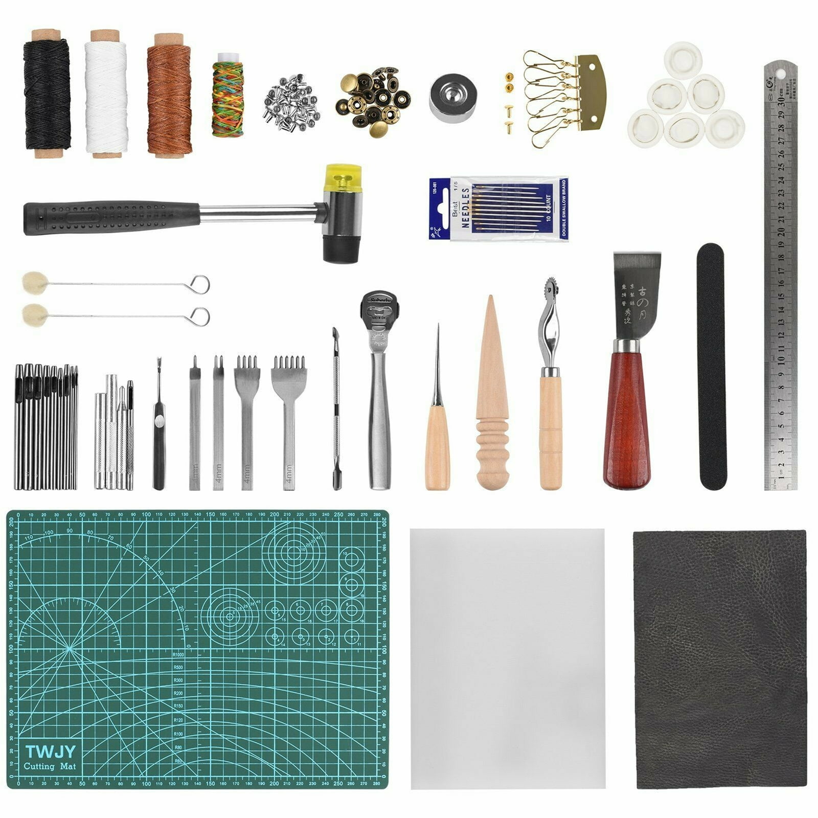 TDUKDB 61PCS Leather Craft Tools Kit - Hand Sewing Supplies with ...