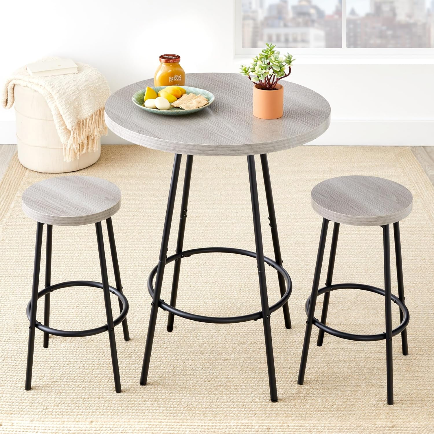 TDUKDB Bistro Dining Set 3 Piece, Modern Round Counter Height Pub Table ...