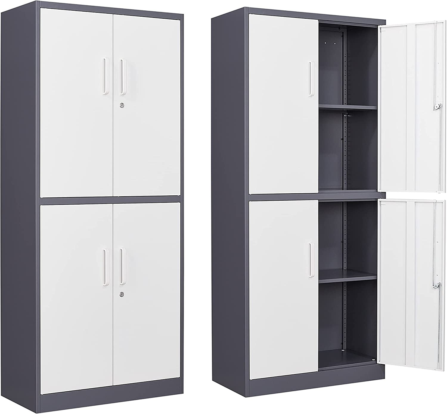 TDUKDB Metal Storage Locking Cabinet with 4 Doors and 2 Adjustable ...