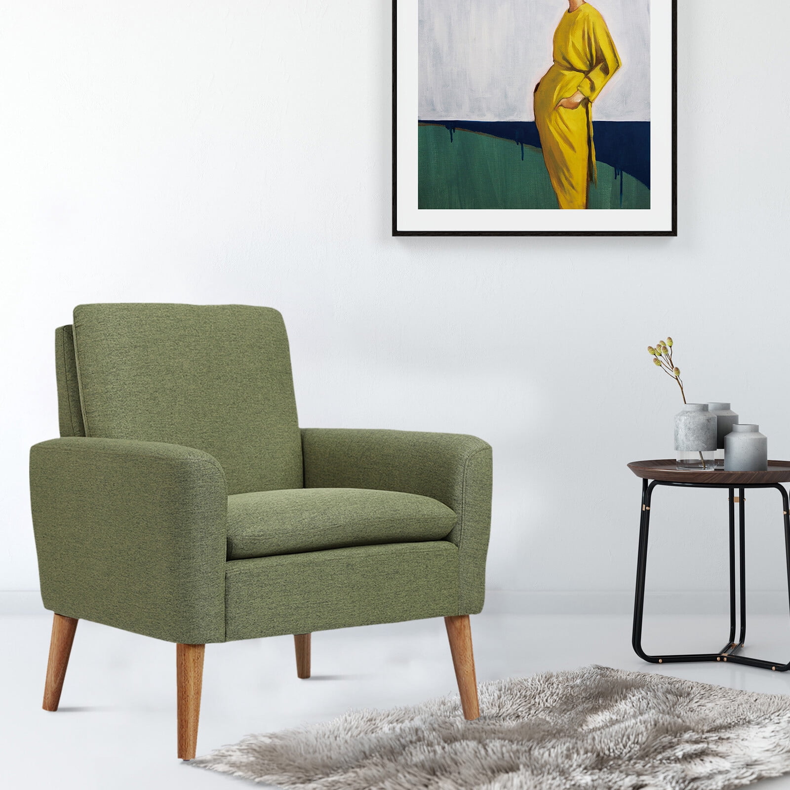 TDUKDB Modern Single Sofa - Comfy Upholstered Arm Chair. Stylish Fabric ...