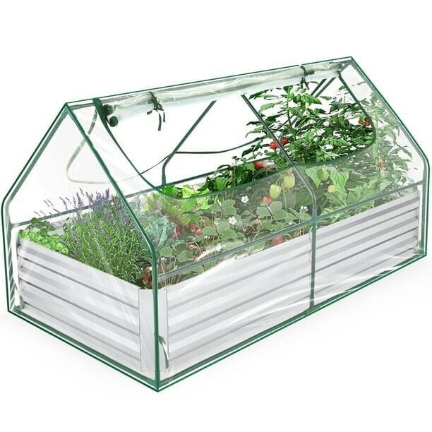 TDUKDB New Outdoor Galvanized Metal Planting Box with Top Cover Mini ...