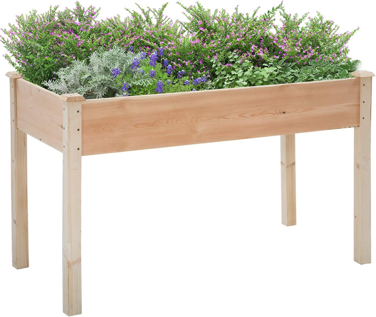 TDUKDB Raised Garden Bed Elevated Wood Planter Box Outdoor and Indoor ...