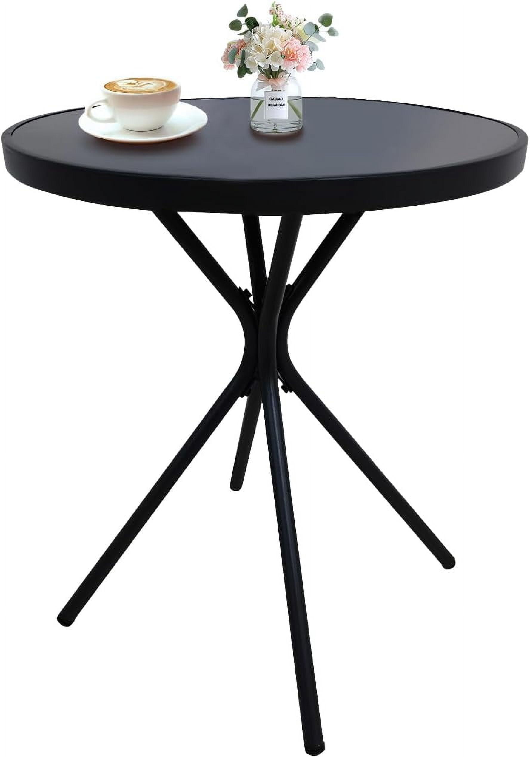 TDUKDB Small Outdoor Patio Side Table, Metal Bistro Table Round with ...