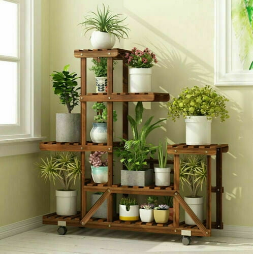 TDUKDB Upgraded Multi - Tier Plant Stand: All Types Wood Garden Shelf ...
