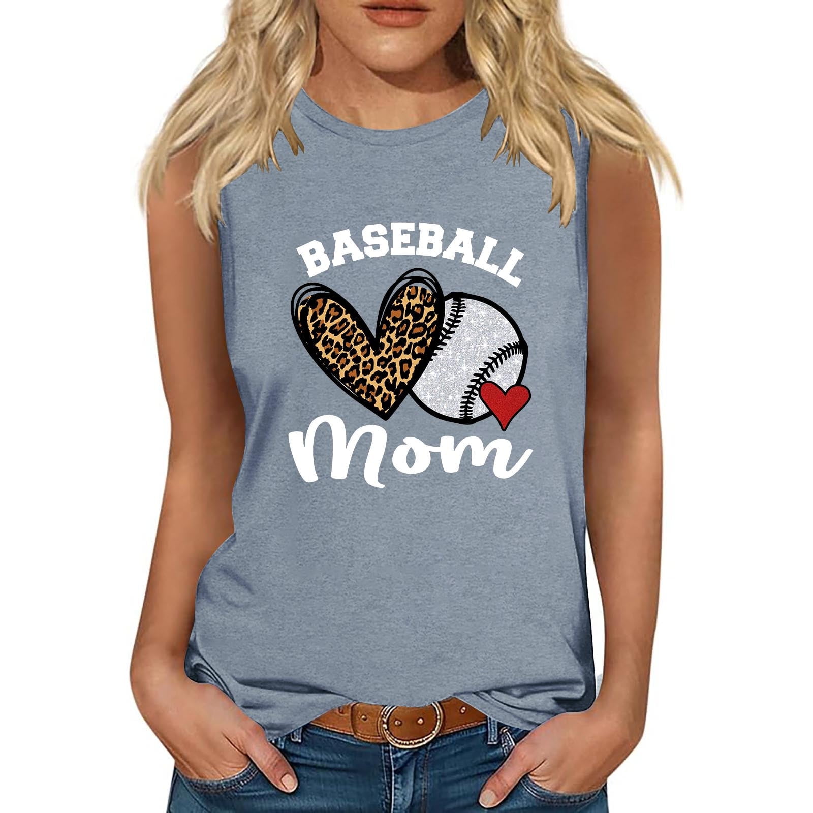 TDYHUAO Baseball Tanks for Women Baseball Mom Letter Print Leopard ...