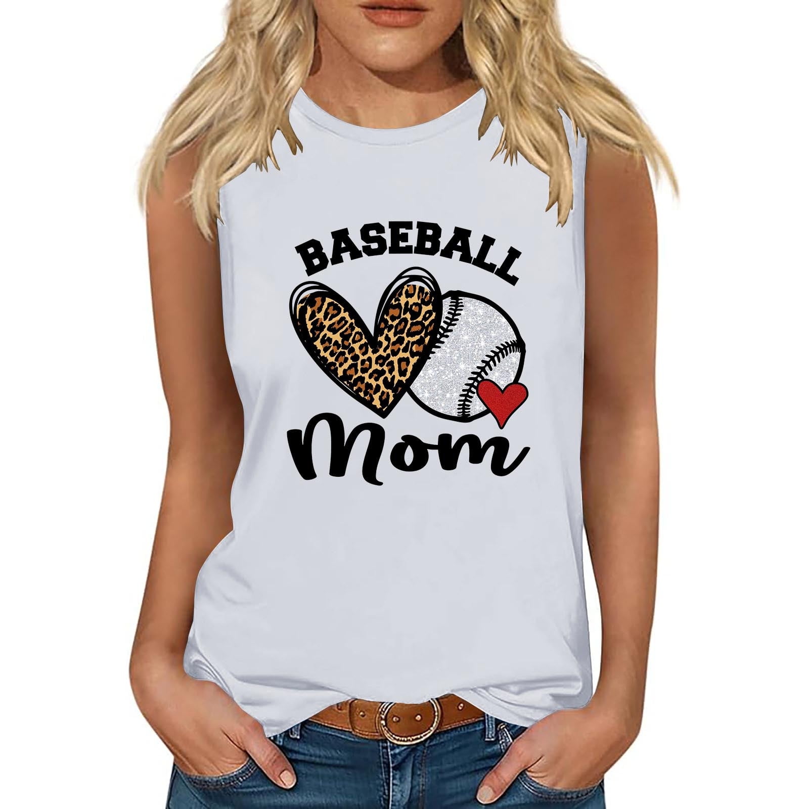 TDYHUAO Baseball Tanks for Women Baseball Mom Letter Print Leopard ...