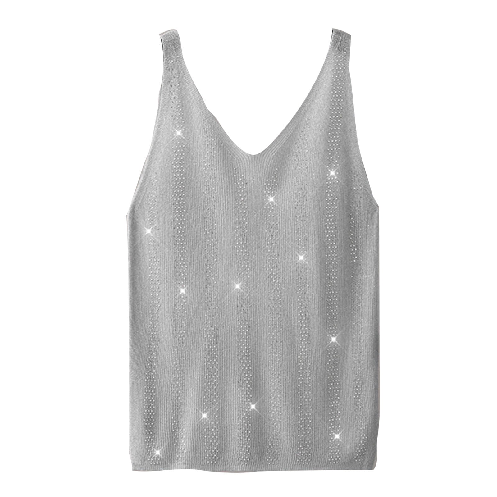 TDYHUAO Rhinestone Knit Tank Top for Women Summer Casual V Neck Tank ...