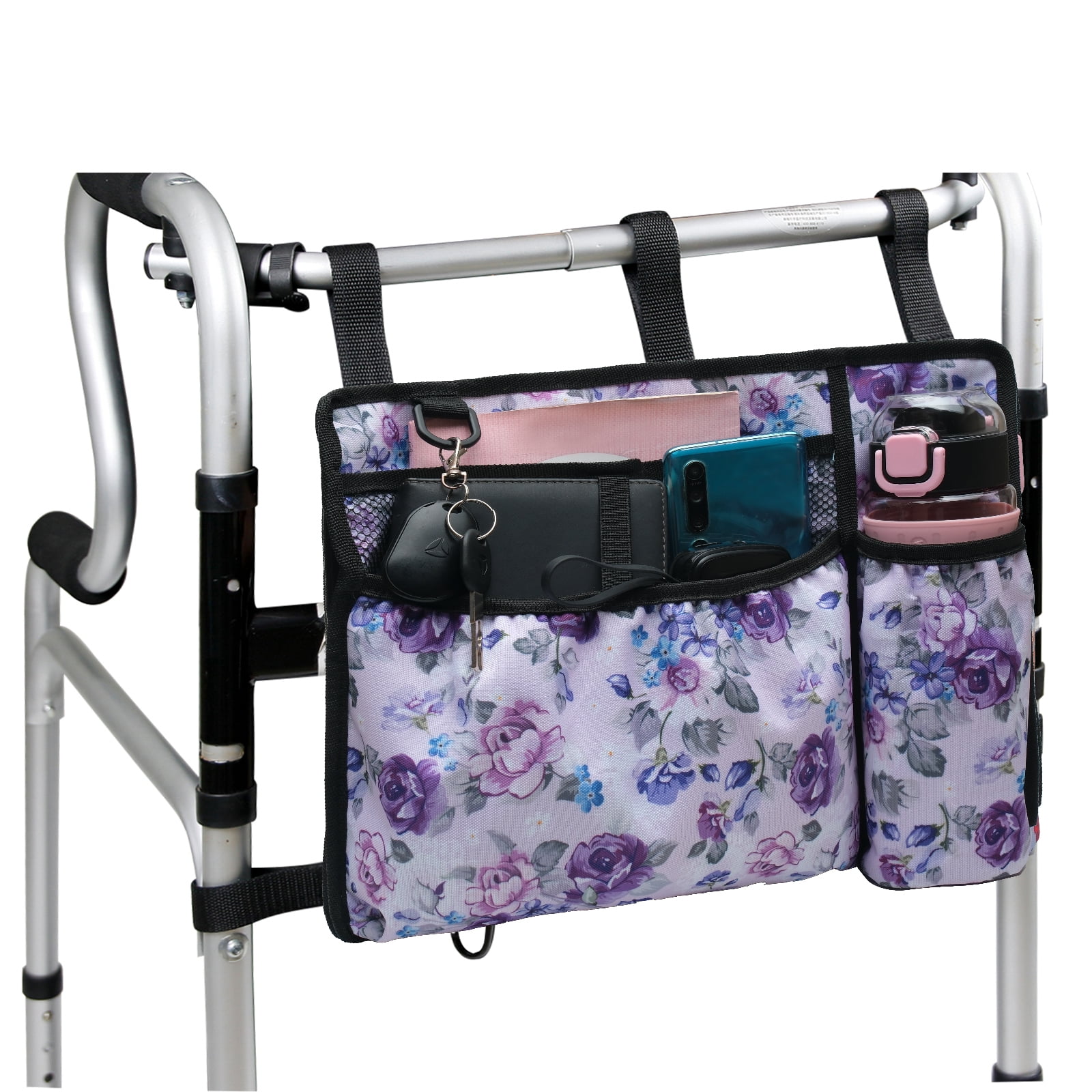 "TDYUSG Walker Accessories Bag, Flower Design, Pouch with 5 Pockets and ...