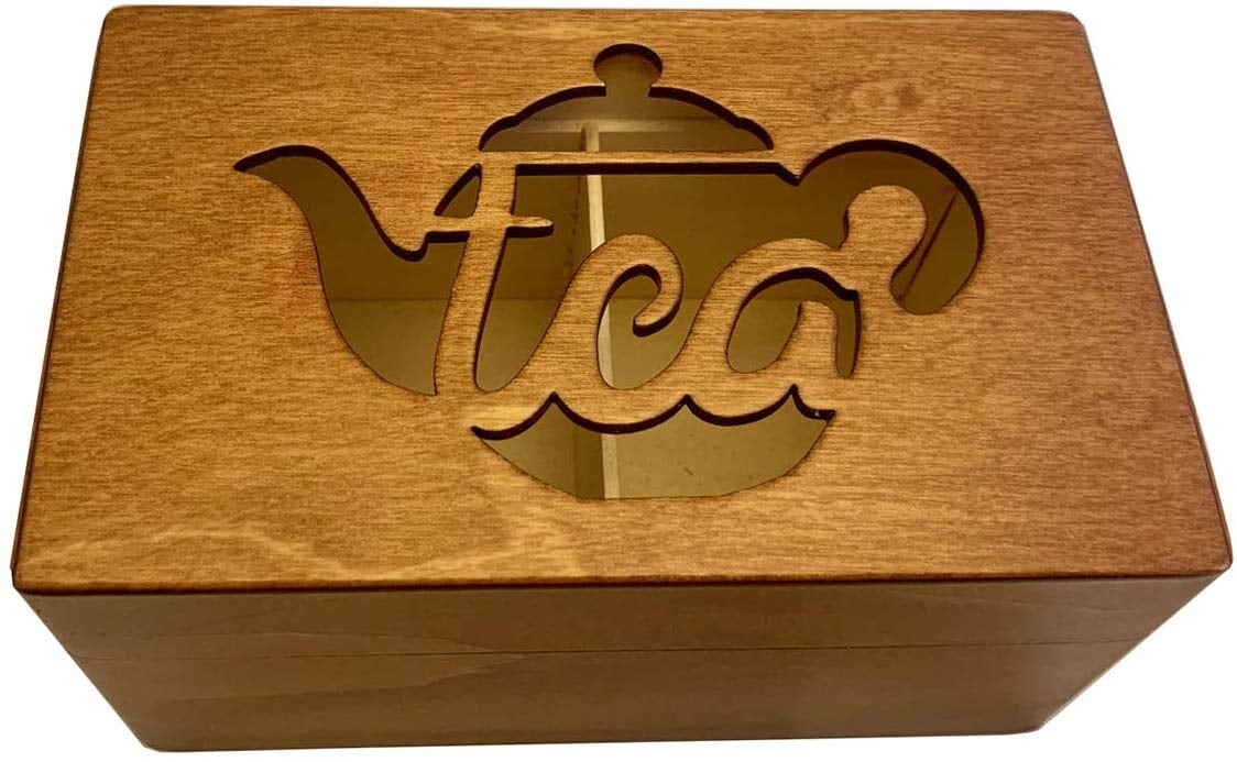TEA BOX Handmade Wooden Tea Teapot Keepsake Kitchen Art Decor by ...