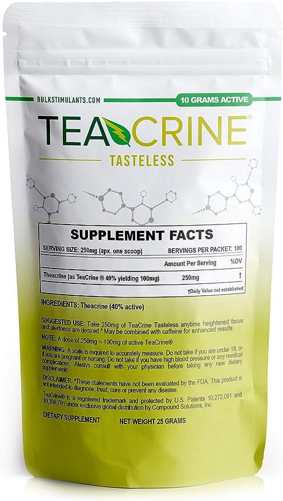 TEACRINE Tasteless Powder: Theacrine Supplement, Nootropic Stimulant ...
