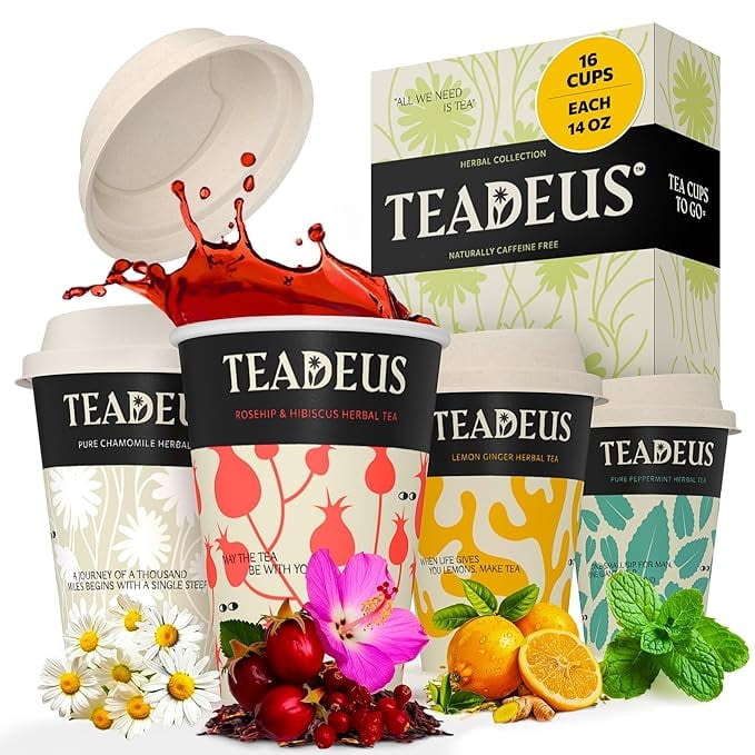 TEADEUS Organic Tea in a Cup Sampler - 16 Eco-Friendly and Convenient ...