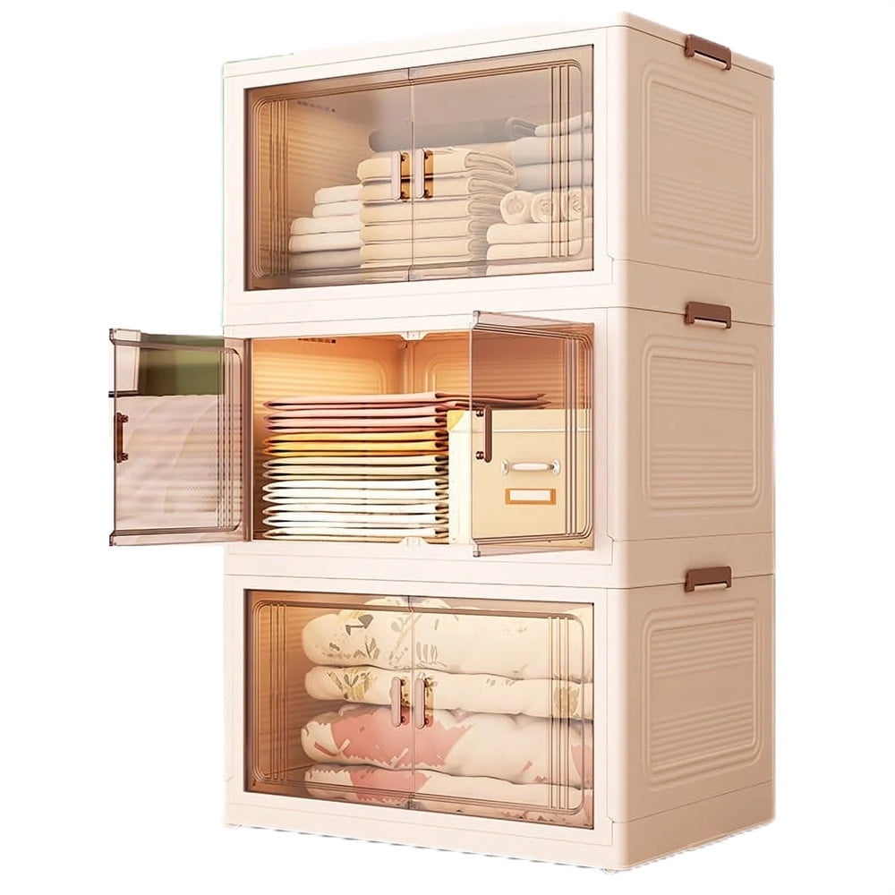 TEAFIRST 3 Tier Folding Storage Bins, Foldable Storage Container with ...