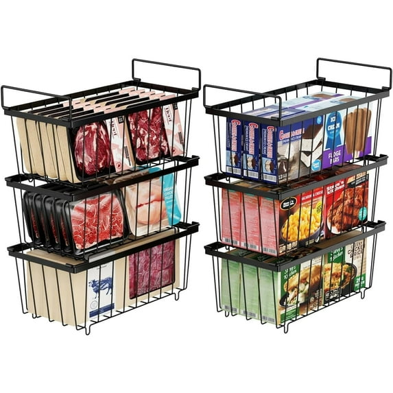 Free Shipping! TEAFIRST Freezer Organizer Bins 6 Pack Stackable Chest ...