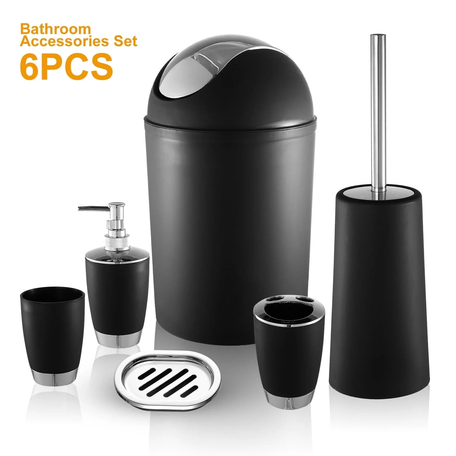 TEAFIRST 6Pcs Bathroom Accessories, Plastic Bathroom Set Soap Dispenser ...