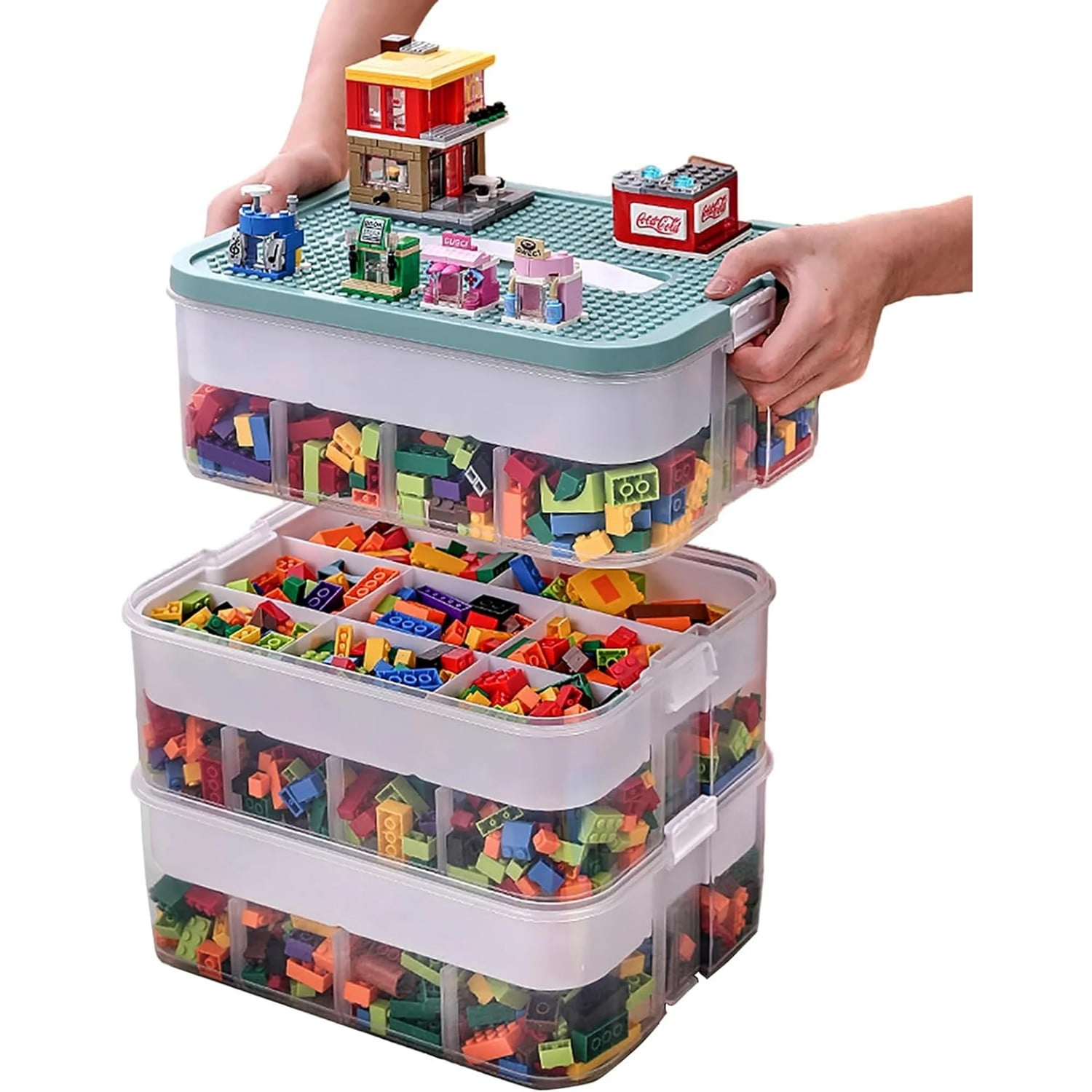 Free Shipping! TEAFIRST Lego Storage Organizer for Kids Stackable ...