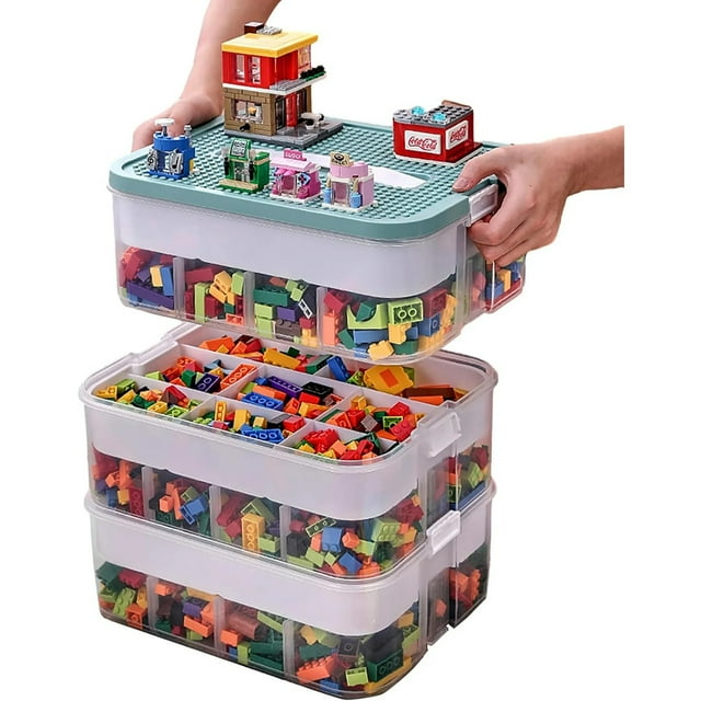 TEAFIRST Storage Organizer, Lego Box for Kids Toy Stackable Containers ...