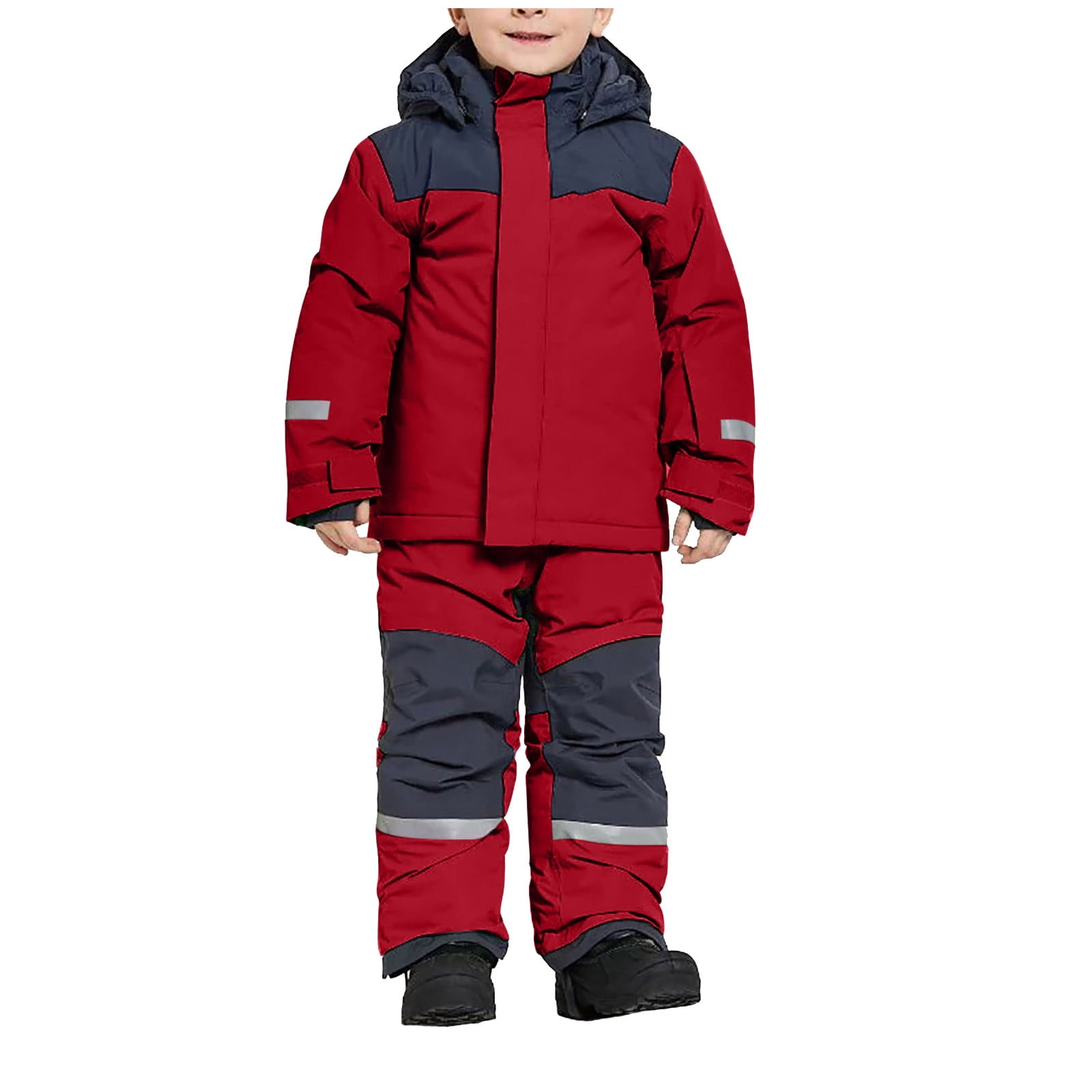 TEAJOPSUU Boy Girl 2 Piece Snowsuit Set Winter Warm Hooded Puffer ...