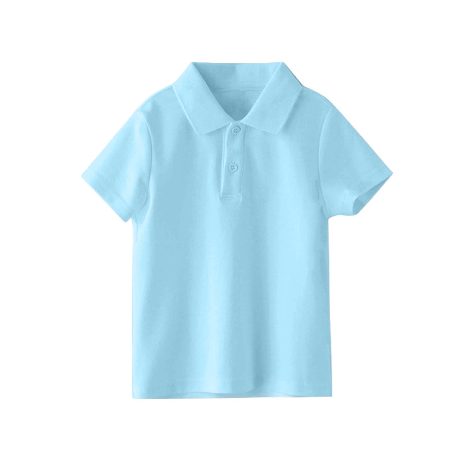 TEAJOPSUU Boys And Girls Short Sleeve Shirt Kids School Uniform Solid ...