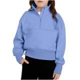 TEAJOPSUU Girls' Half Zip Sweatshirts Long Sleeve Cropped Tops Fall ...