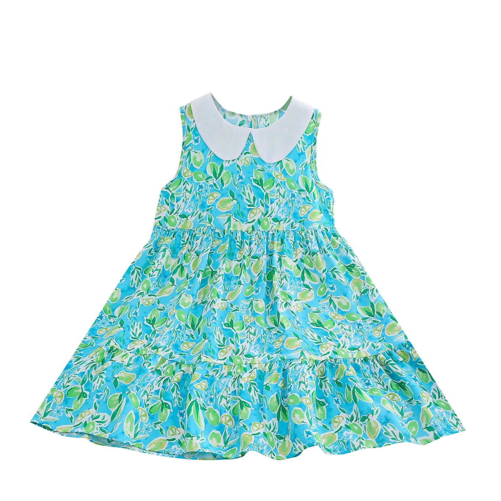 TEAJOPSUU Girls Summer Floral Dress Sleeveless Sundress Cute Collared ...