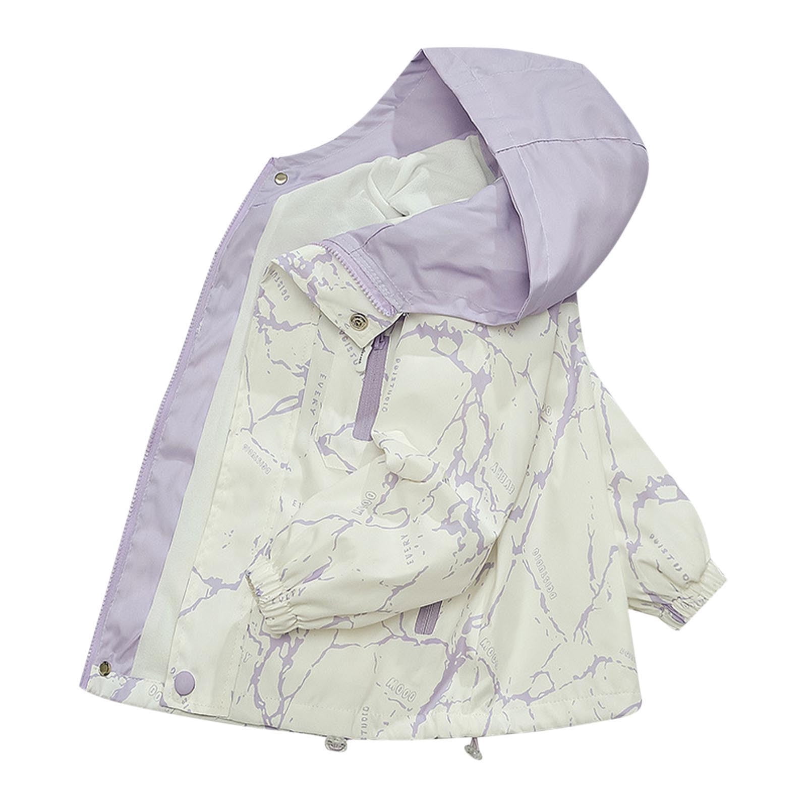 TEAJOPSUU Girls Waterproof Rain Jacket Casual Lightweight Outwear Kids ...