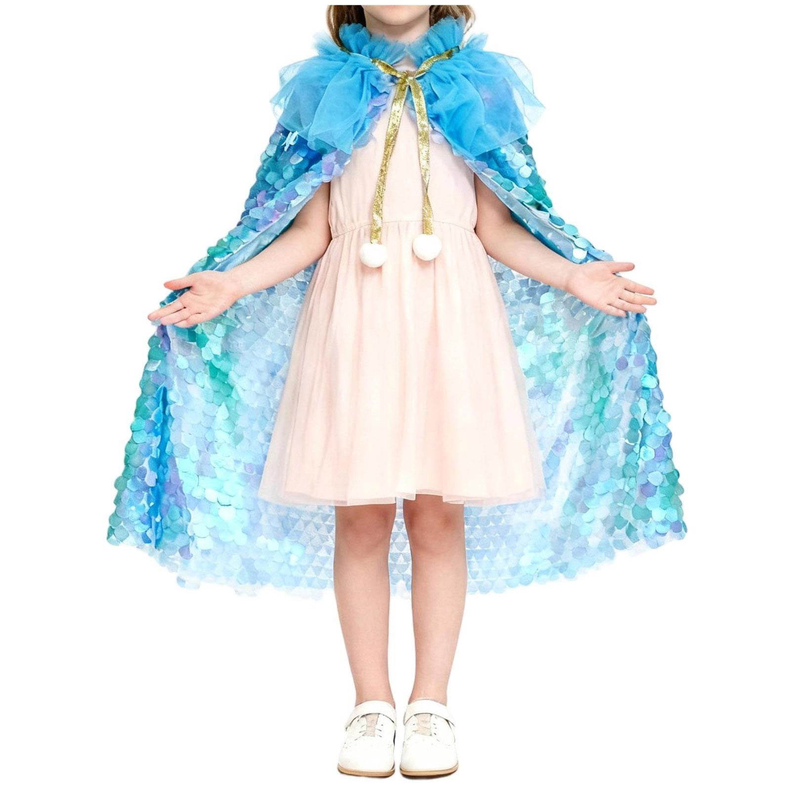 TEAJOPSUU Princess Cape Cloaks for Girls Sequins Sparkly Tulle Capes ...