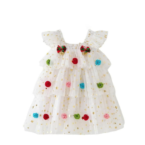 TEAJOPSUU Toddler Grils Christmas Tutu Dress Sleeveless Layered Tulle ...