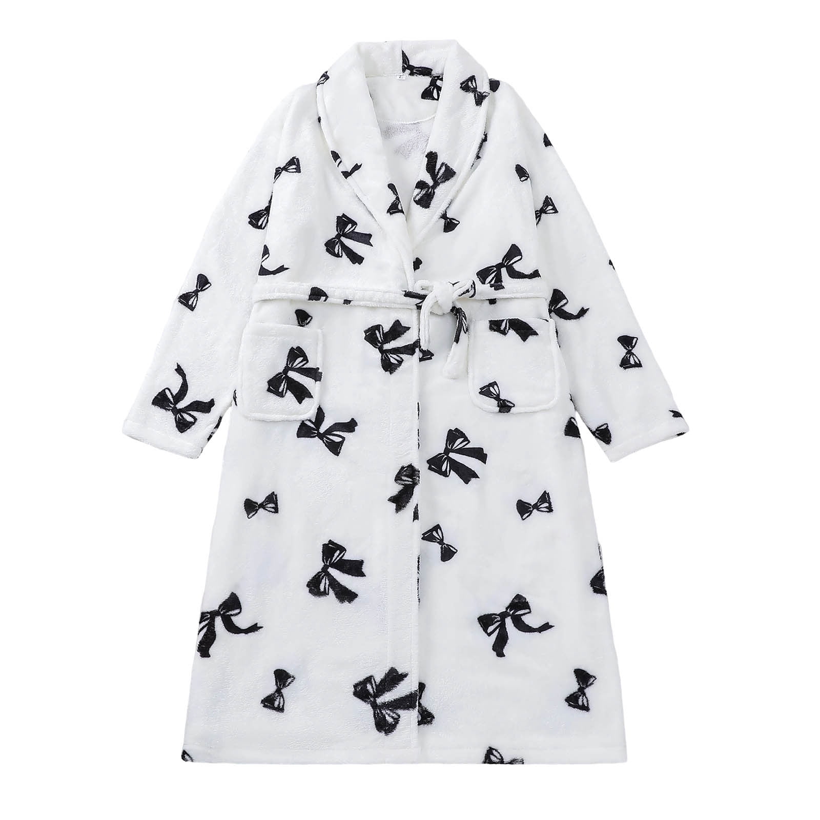 TEAJOPSUU Women's Christmas Plush Robes Fleece Solid Casual Bathrobes ...