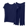 TEAJOPSUU Women's Pajama Set V-Neck Short Sleeve Sleepwear Top with ...