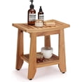 TEAKAURA Teak Shower Bench, Waterproof Wood Bath Stool with Storage ...