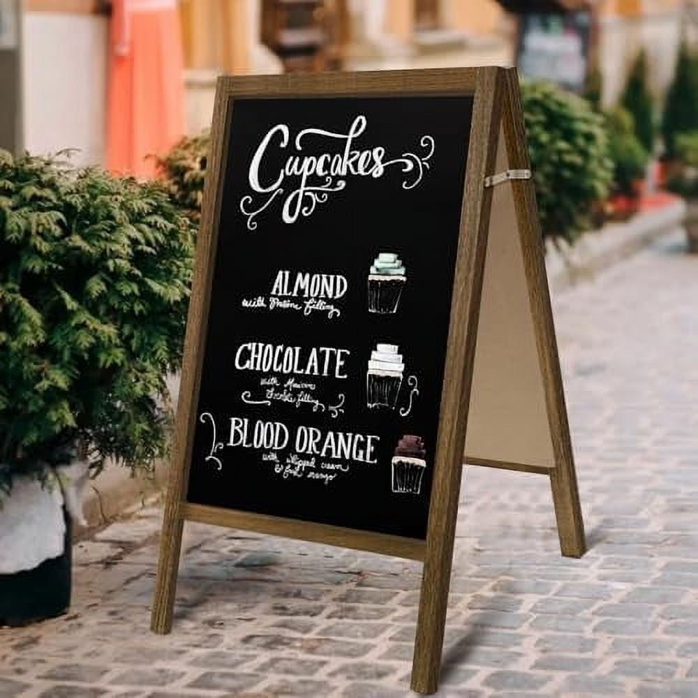 TEAKMAMA Extra Large Wooden 40x22 Chalkboard, Double-Sided Sidewalk A ...