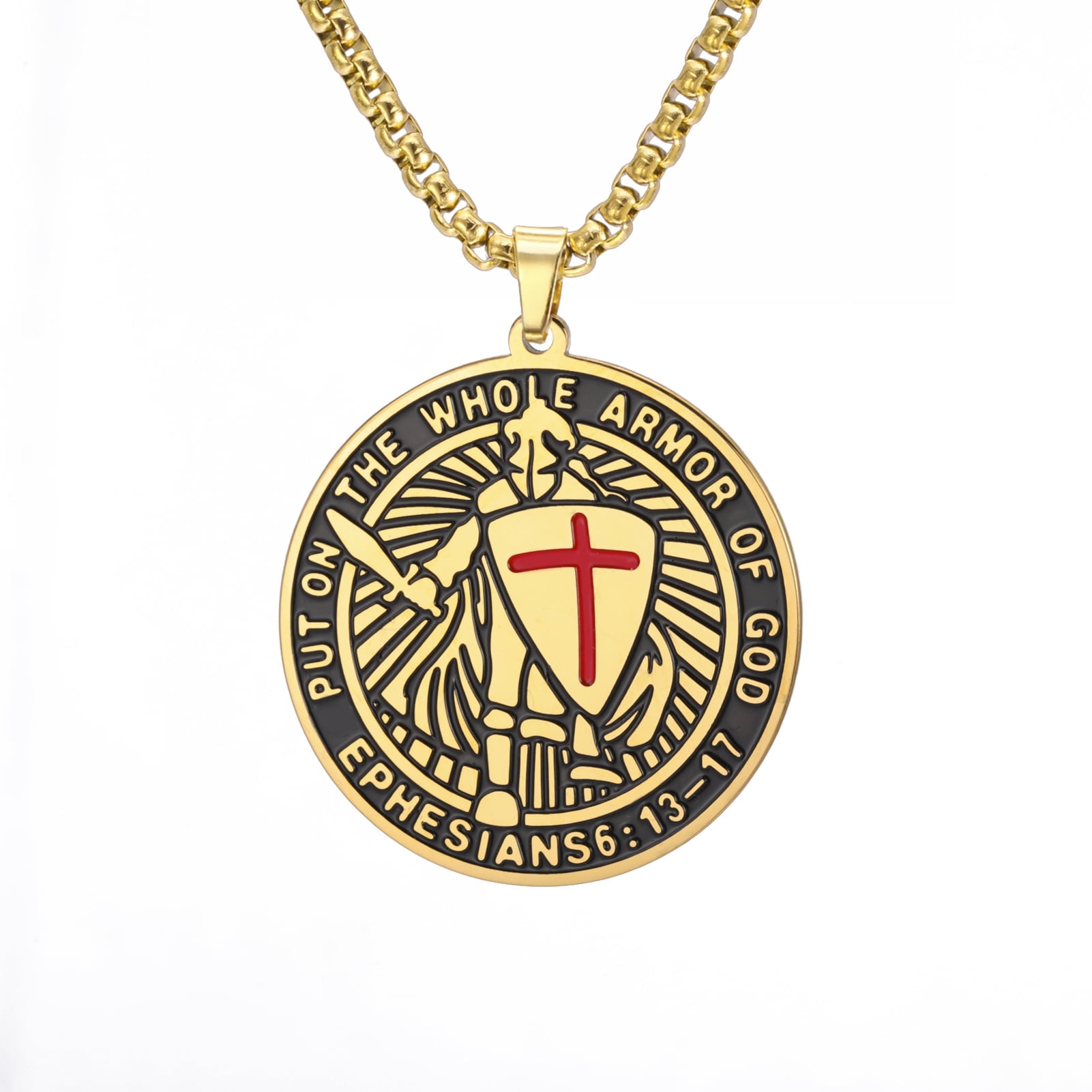 TEAMER Gold Knights Templar Armor of God Ephesians 6:13-17 Pendant ...