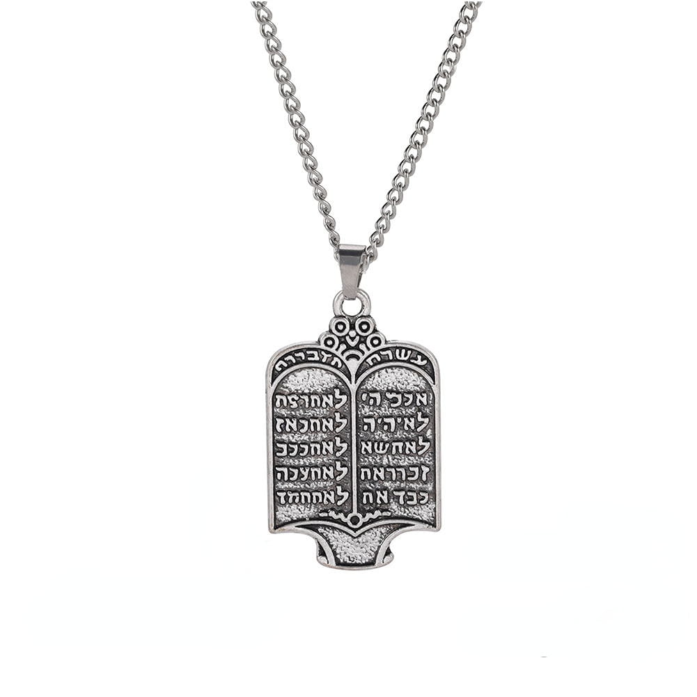 TEAMER Jewish Torah Scroll Ten Commandments Hebrew Pendant Necklace ...