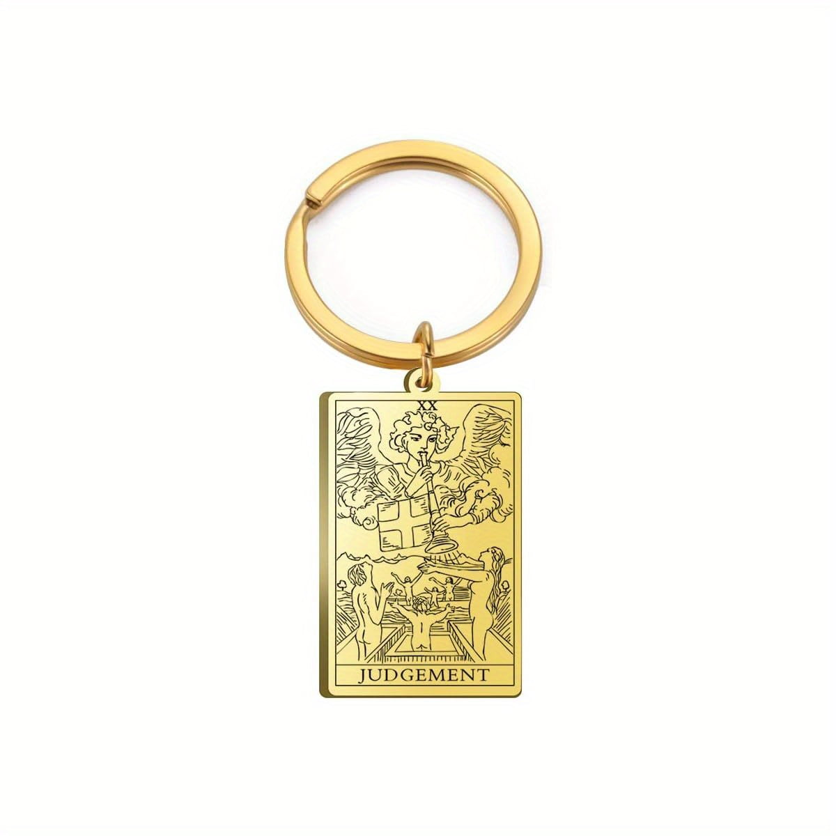 TEAMER Stainless Steel Tarot Keychain - Vintage The Chariot Card ...