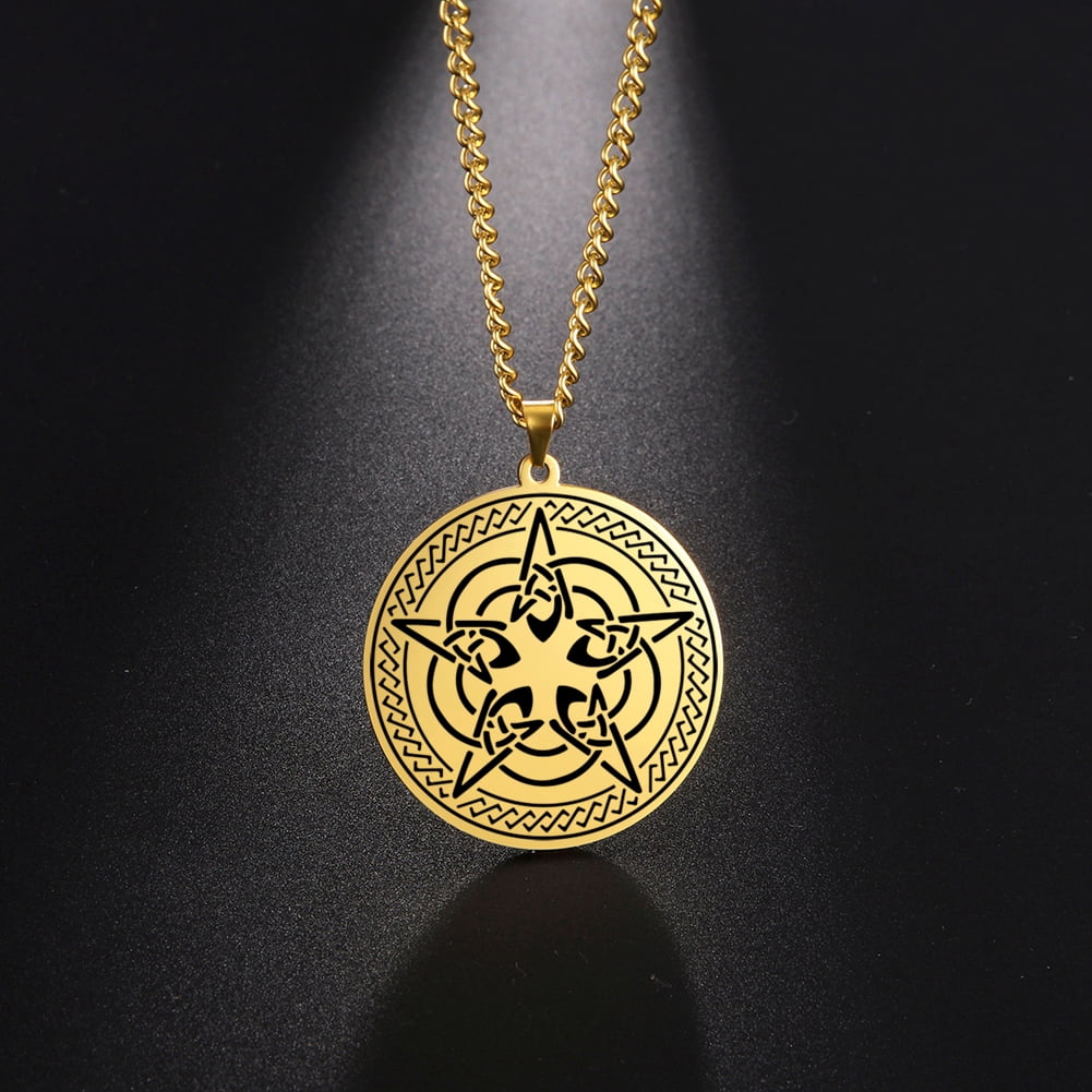 TEAMER Wiccan Pentagram Necklace Irish Knot Pentacles Protection Amulet ...