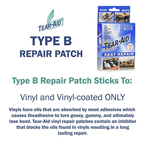 TEAR-AID Vinyl Seat Repair Kit, Type B Clear Patch for Vinyl and Vinyl ...