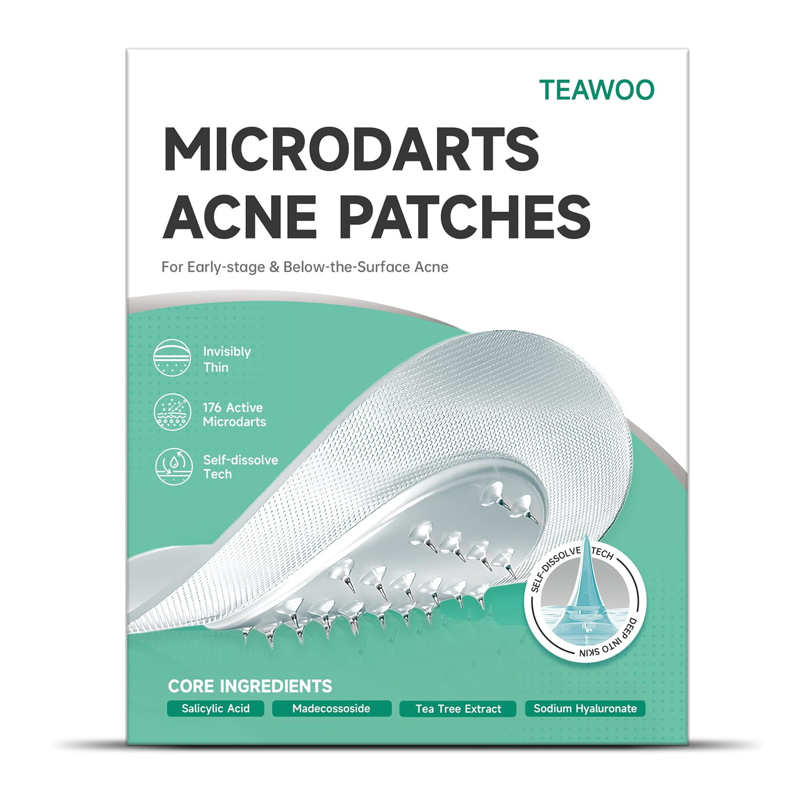 TEAWOO 36-Count Microdart Acne AKF18 Patches, Hydrocolloid Pimple ...