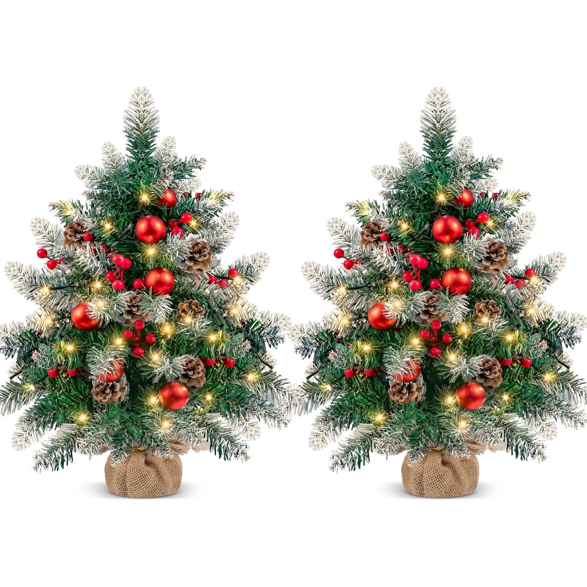TEAYINGDE 2PCS Tabletop Christmas Trees,24-inch Mini Small Artificial ...