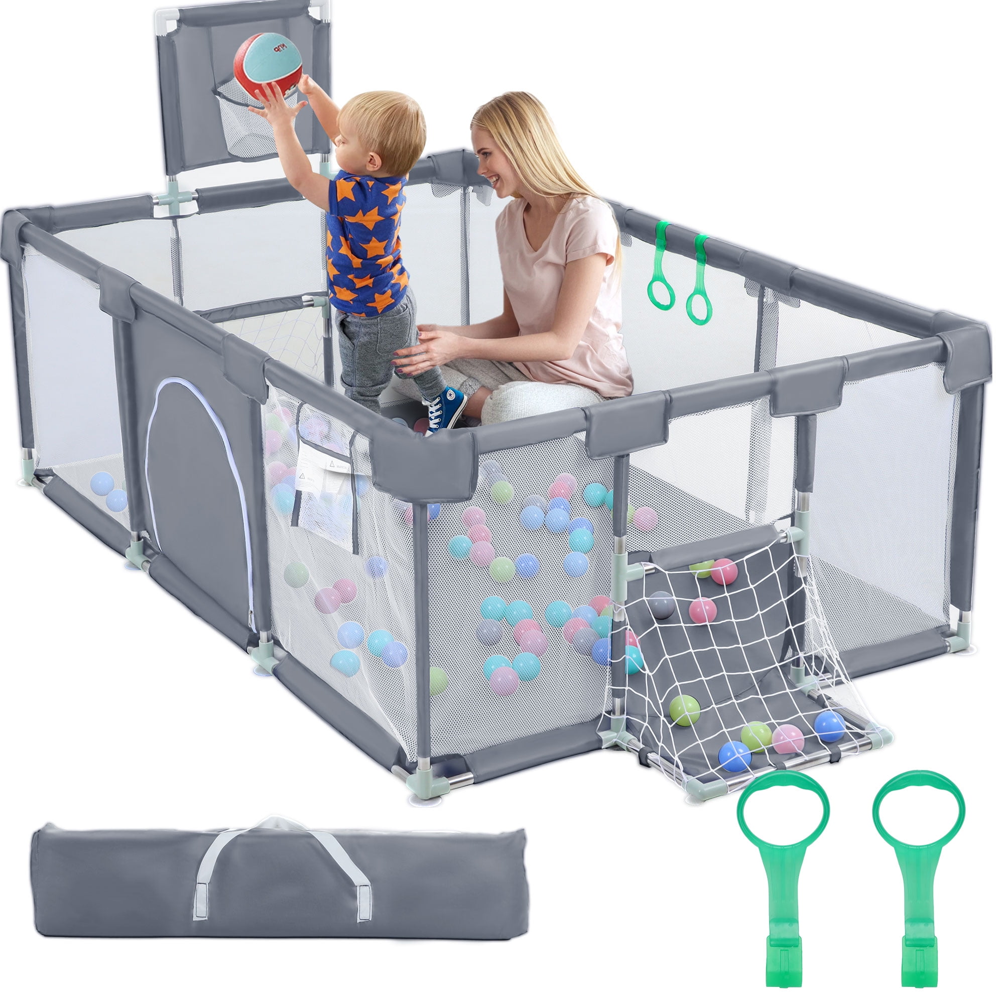 TEAYINGDE XL Baby Playpen, 71 Inch Playard with Hoop, Breathable Mesh ...